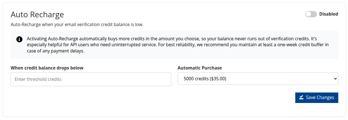 Auto Recharge Setup Guide - QuickEmailVerification